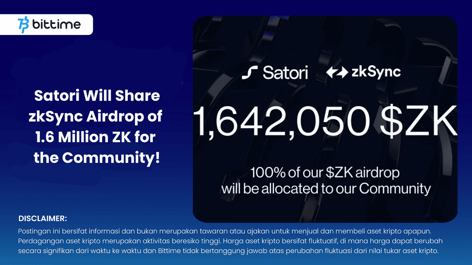 Satori Will Share zkSync Airdrop of 1.6 Million ZK for the Community ...