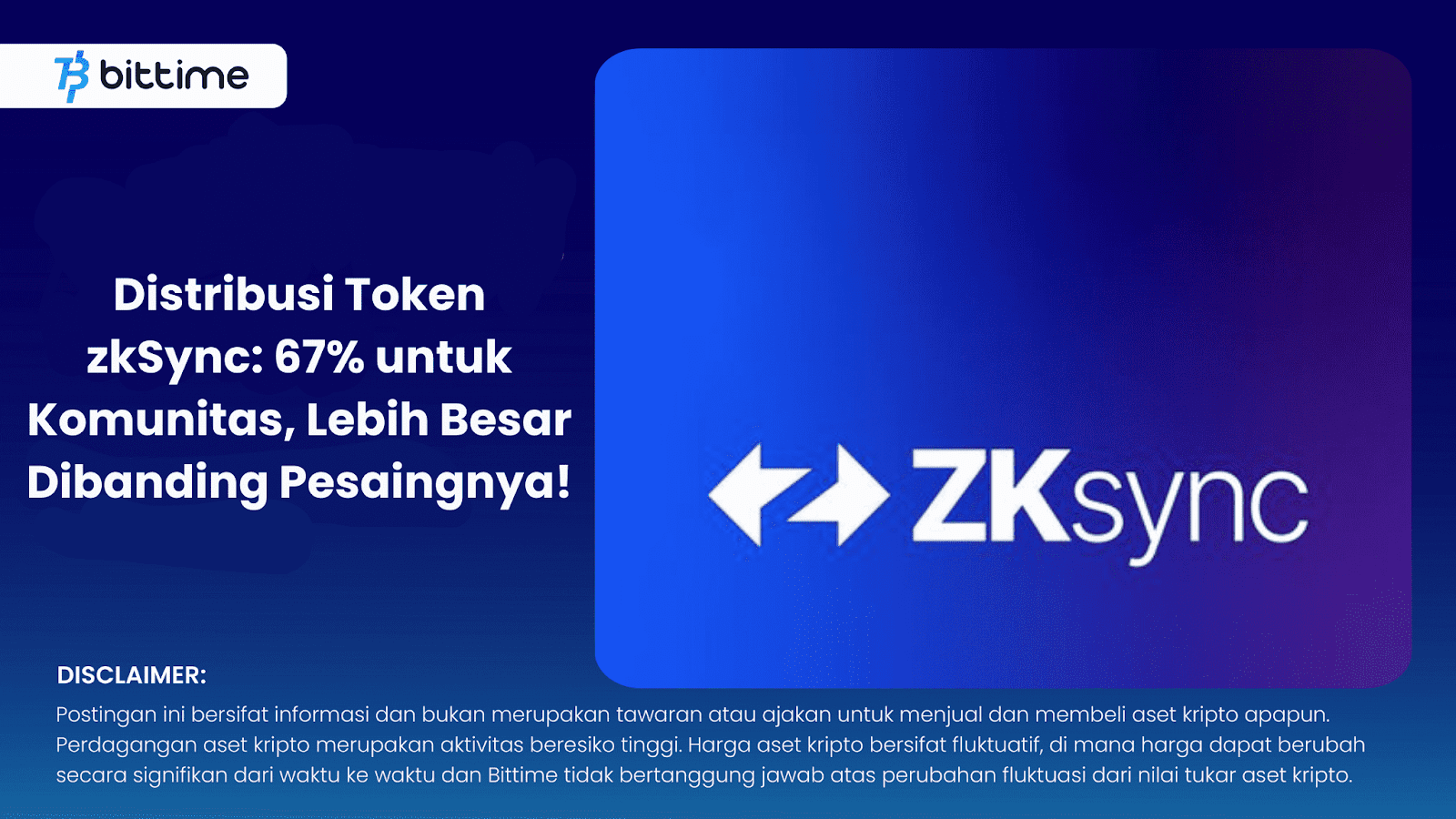 Distribusi Token zkSync: 67% untuk Komunitas, Lebih Besar Dibanding Pesaingnya! – Bittime