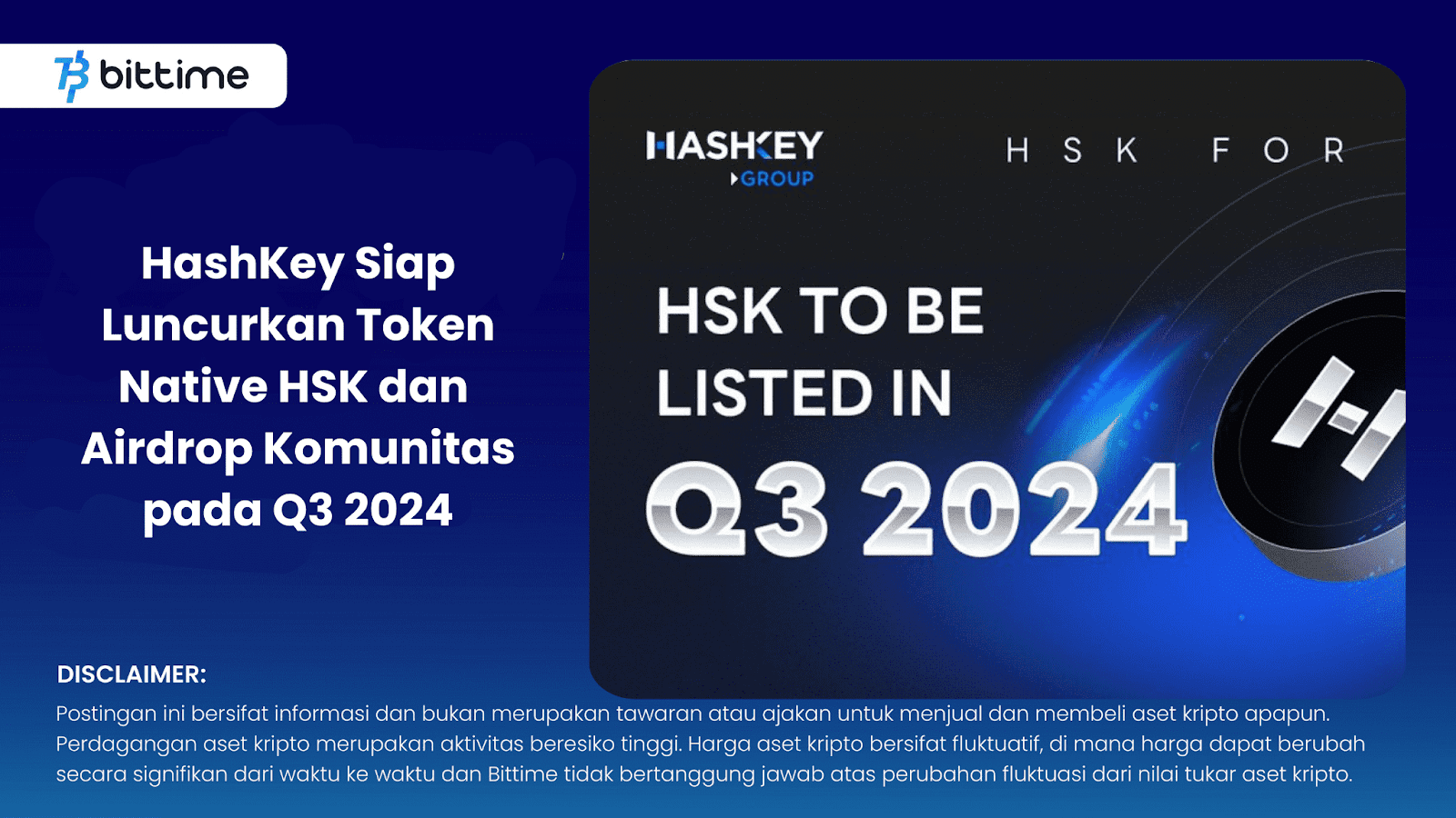 HashKey Siap Luncurkan Token Native HSK dan Airdrop Komunitas pada Q3 2024 – Bittime