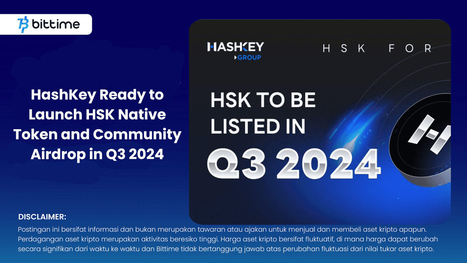 HashKey Ready to Launch HSK Native Token and Community Airdrop in Q3 2024 – Bittime