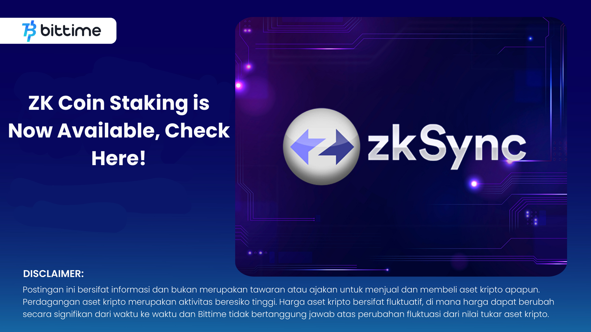 ZK Coin Staking is Now Available, Check Here! – Bittime