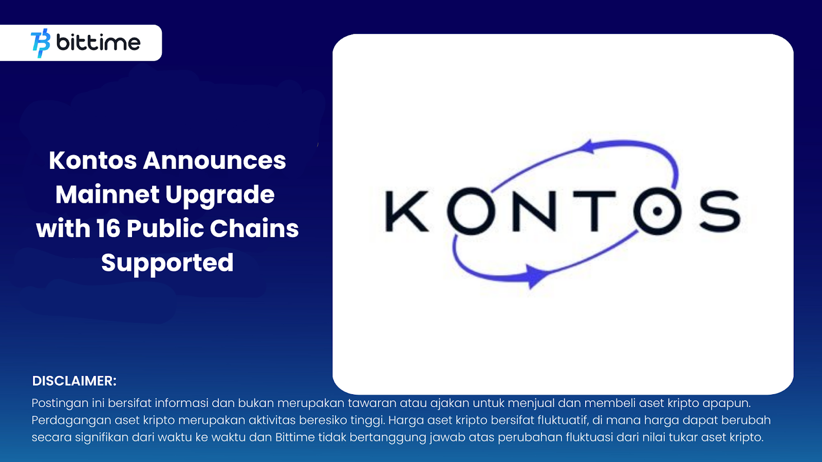 Kontos Announces Mainnet Upgrade with 16 Public Chains Supported – Bittime