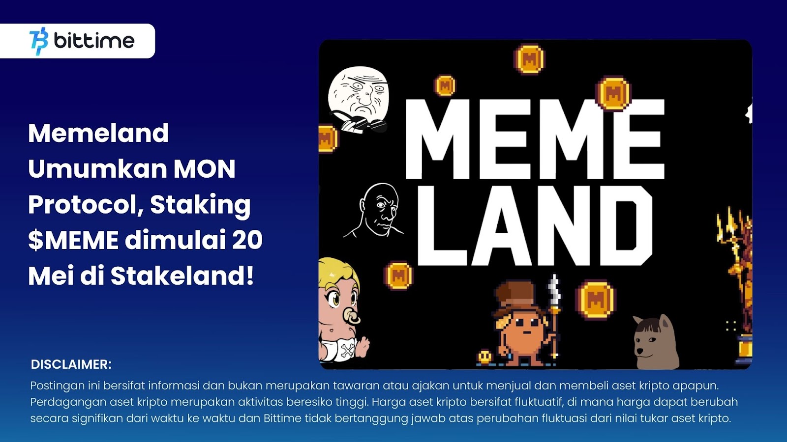 Memeland Umumkan MON Protocol, Staking $MEME dimulai 20 Mei di Stakeland! – Bittime