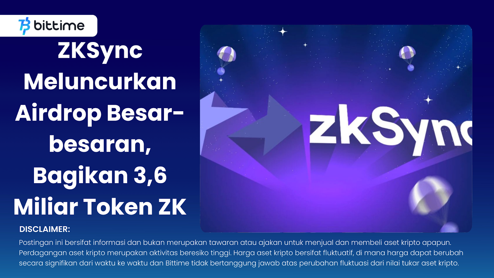 ZKSync Meluncurkan Airdrop Besar-besaran, Bagikan 3,6 Miliar Token ZK – Bittime