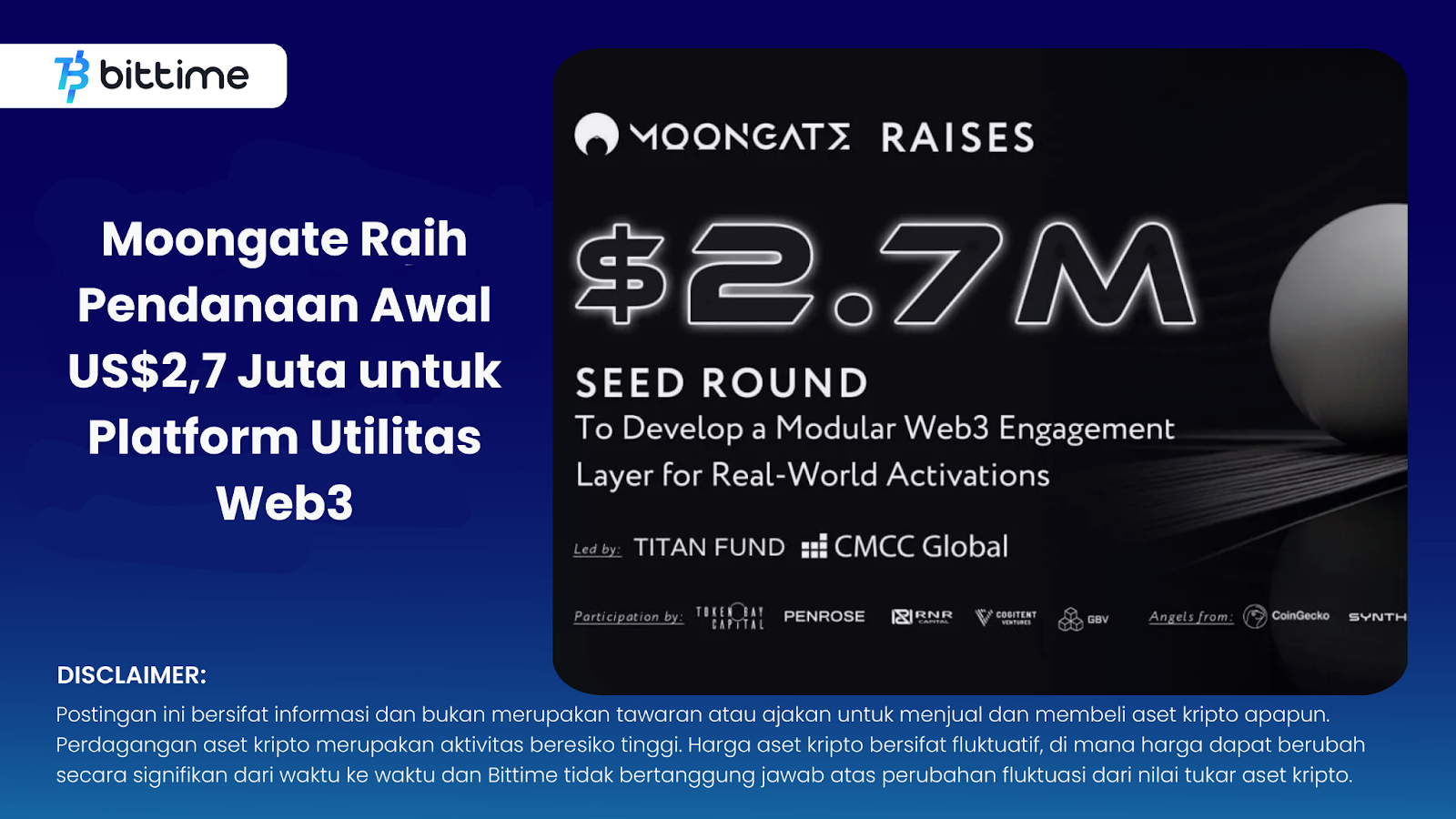 Moongate Raih Pendanaan Awal US$2,7 Juta untuk Platform Utilitas Web3 – Bittime