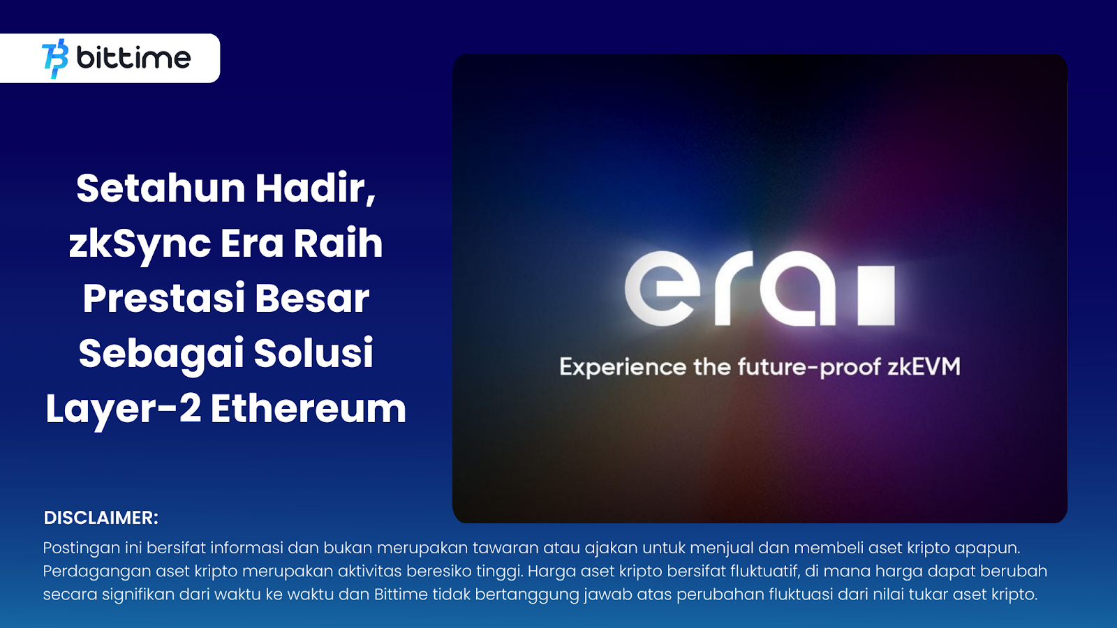 Setahun Hadir, zkSync Era Raih Prestasi Besar Sebagai Solusi Layer-2 Ethereum – Bittime