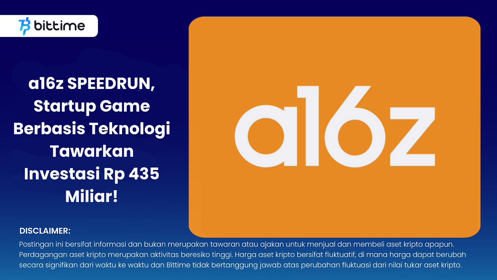 a16z SPEEDRUN, Tawarkan Investasi Rp 435 Miliar Bagi Startup Game Berbasis Teknologi – Bittime