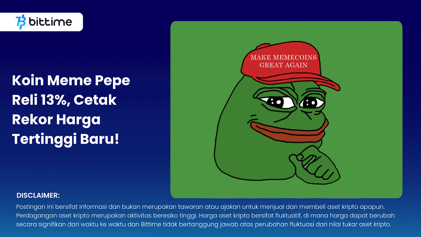 Koin Meme Pepe Reli 13%, Cetak Rekor Harga Tertinggi Baru! – Bittime