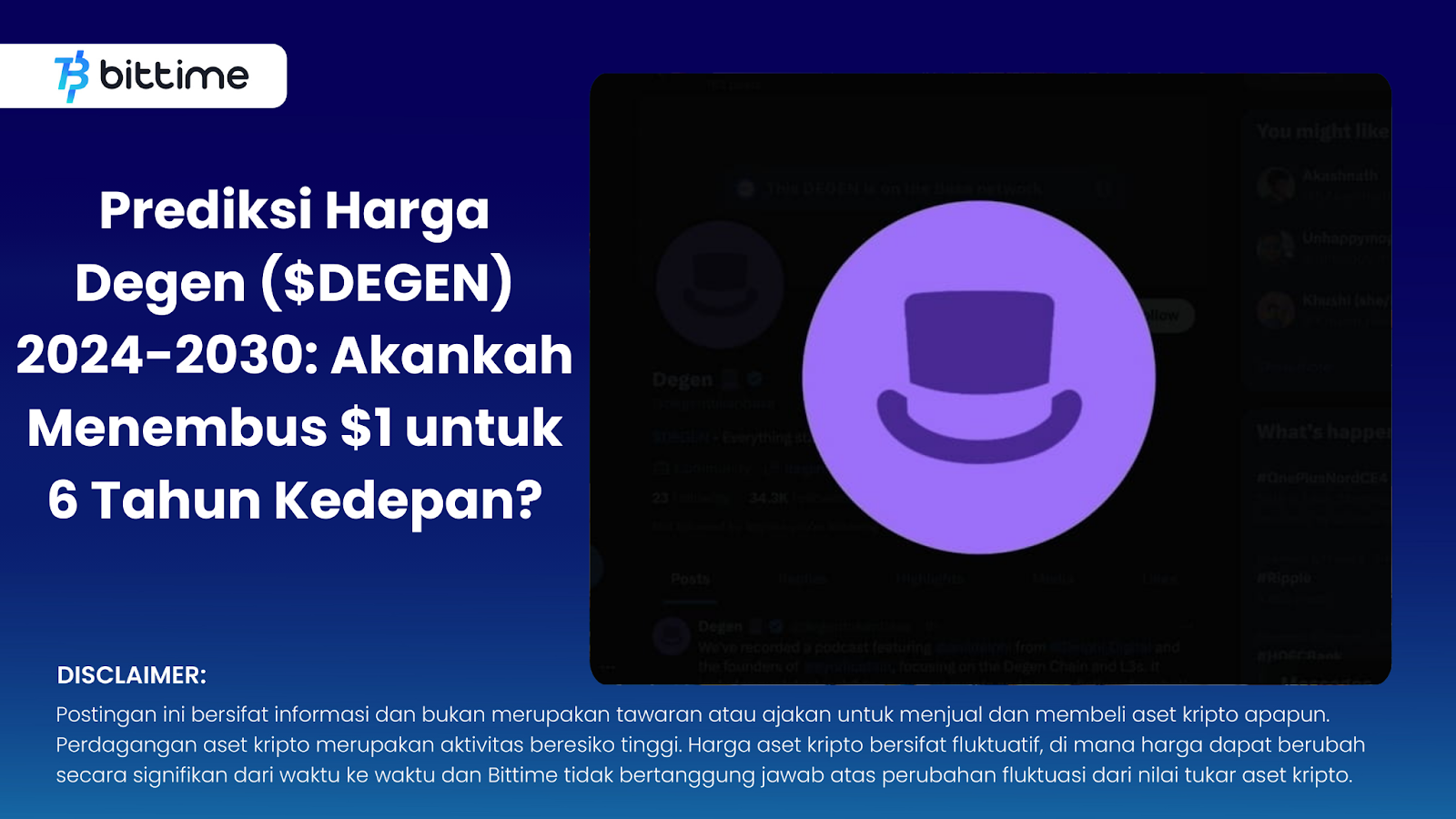 Prediksi Harga Degen ($DEGEN) 2024-2030: Akankah Menembus $1 untuk 6 Tahun Kedepan? – Bittime