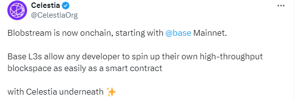 Celestia: Jembatan Bukti Data Blobstream Kini Telah Hadir di Base Mainnet – Bittime