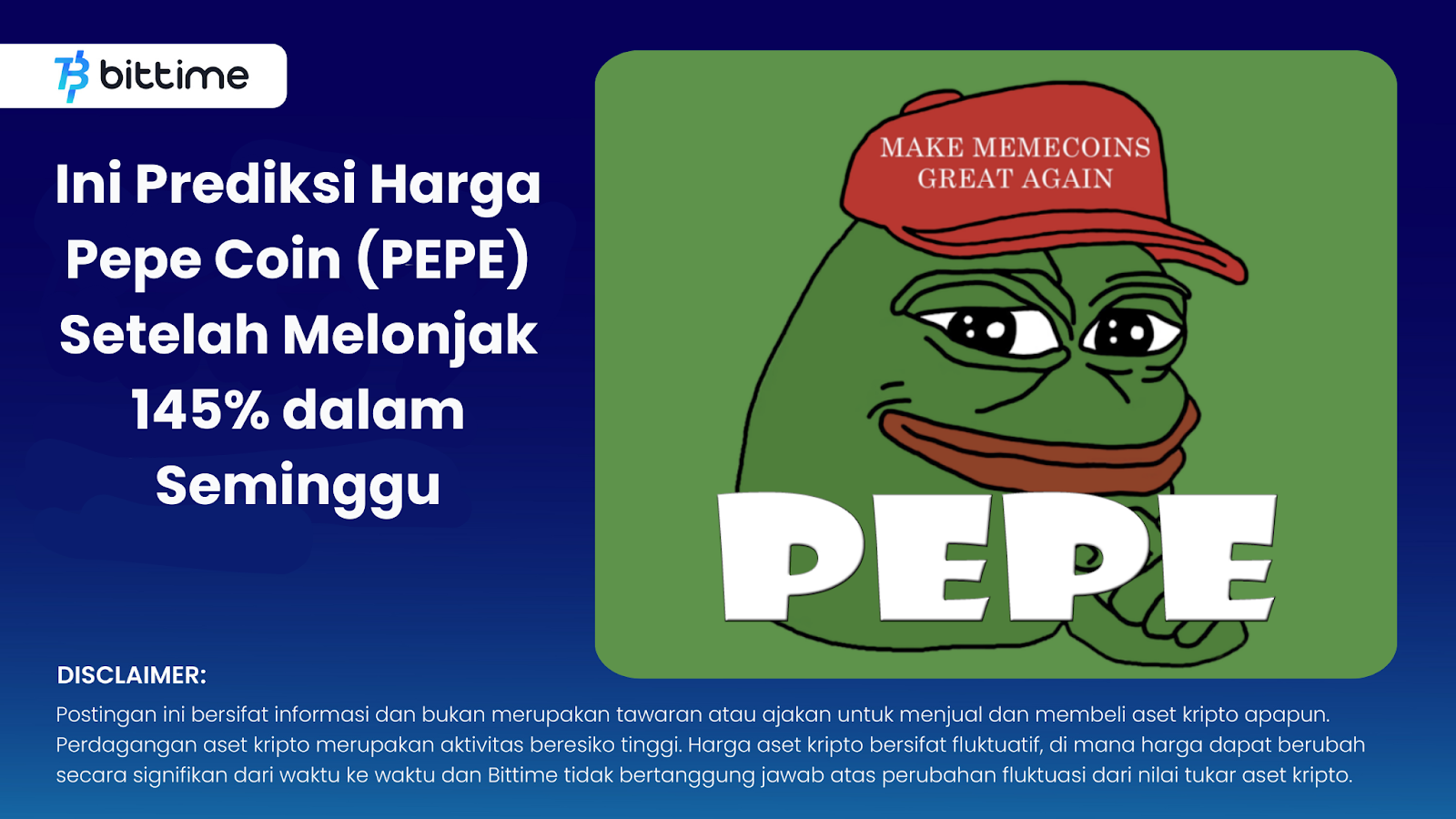 Ini Prediksi Harga Pepe Coin (PEPE) Setelah Melonjak 145% dalam Seminggu – Bittime