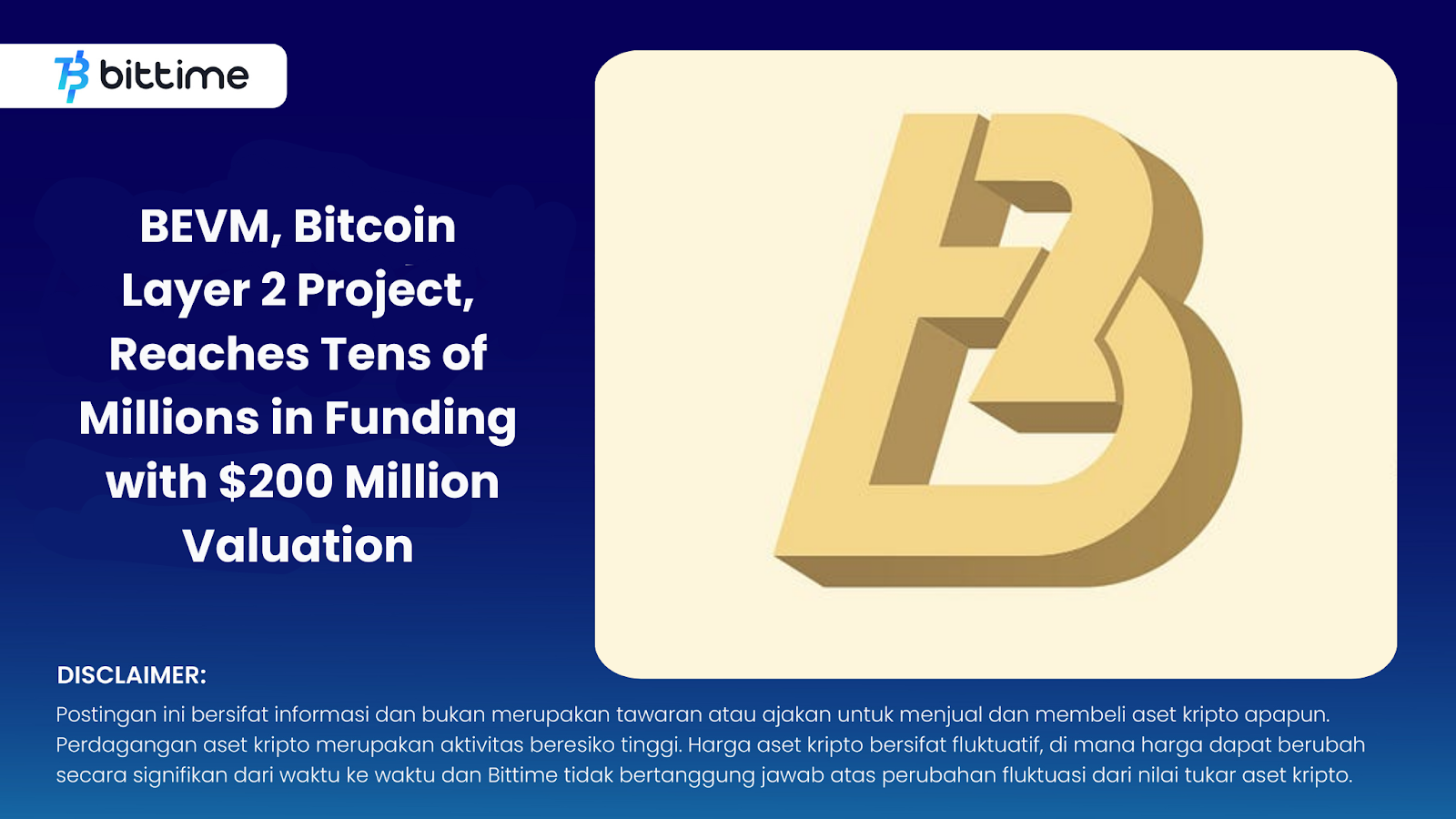 BEVM, Bitcoin Layer 2 Project, Reaches Tens of Millions in Funding with $200 Million Valuation ...