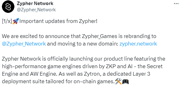 Zypher Games Transforms: Zypher Network Comes with ZKP and AI Based ...