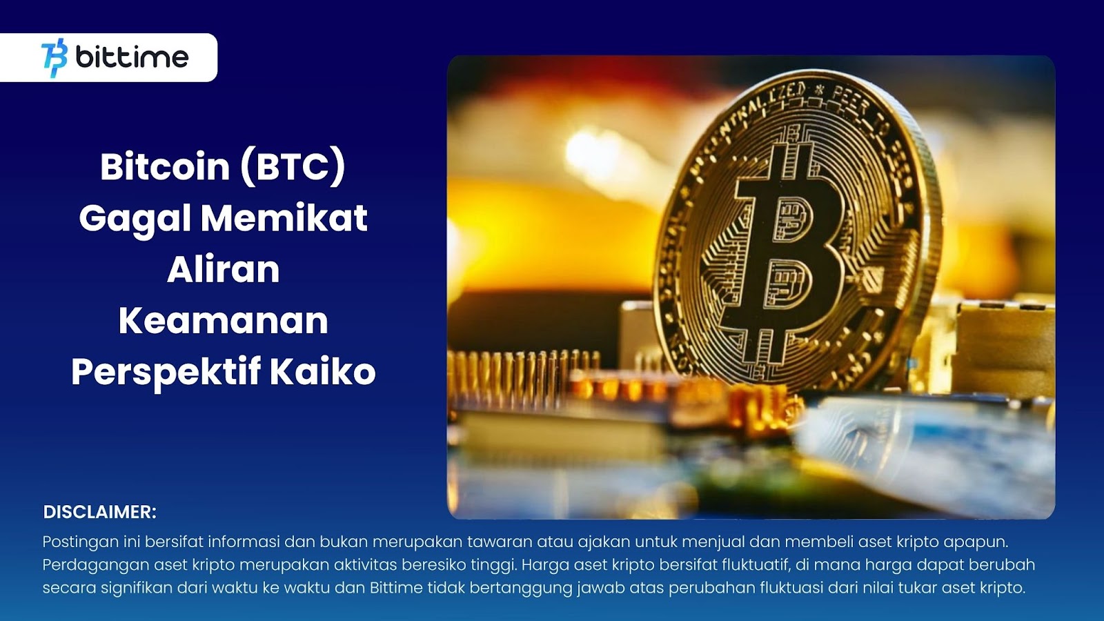 Bitcoin (BTC) Gagal Memikat Aliran Keamanan Perspektif Kaiko – Bittime