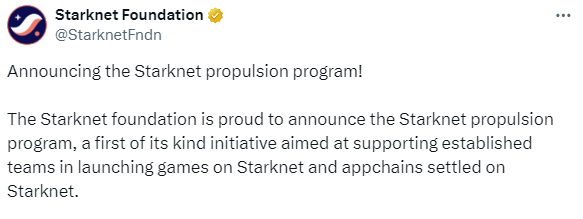 Starknet Foundation Launches Propulsion Program to Drive Game and dApp Development – Bittime