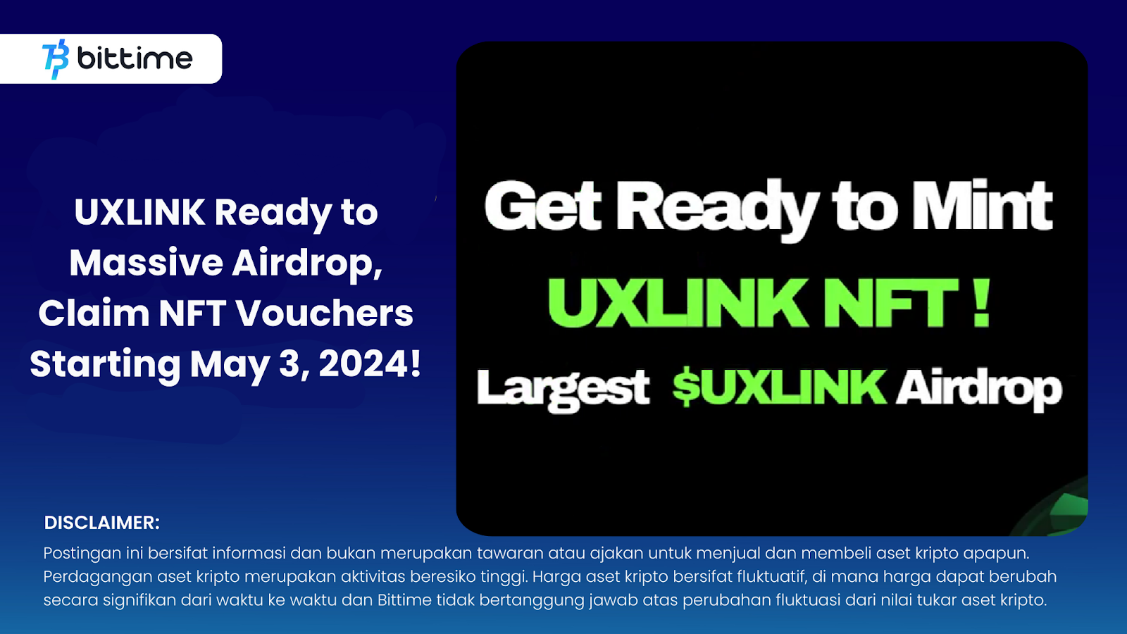 UXLINK Ready to Massive Airdrop, Claim NFT Vouchers Starting May 3, 2024! – Bittime