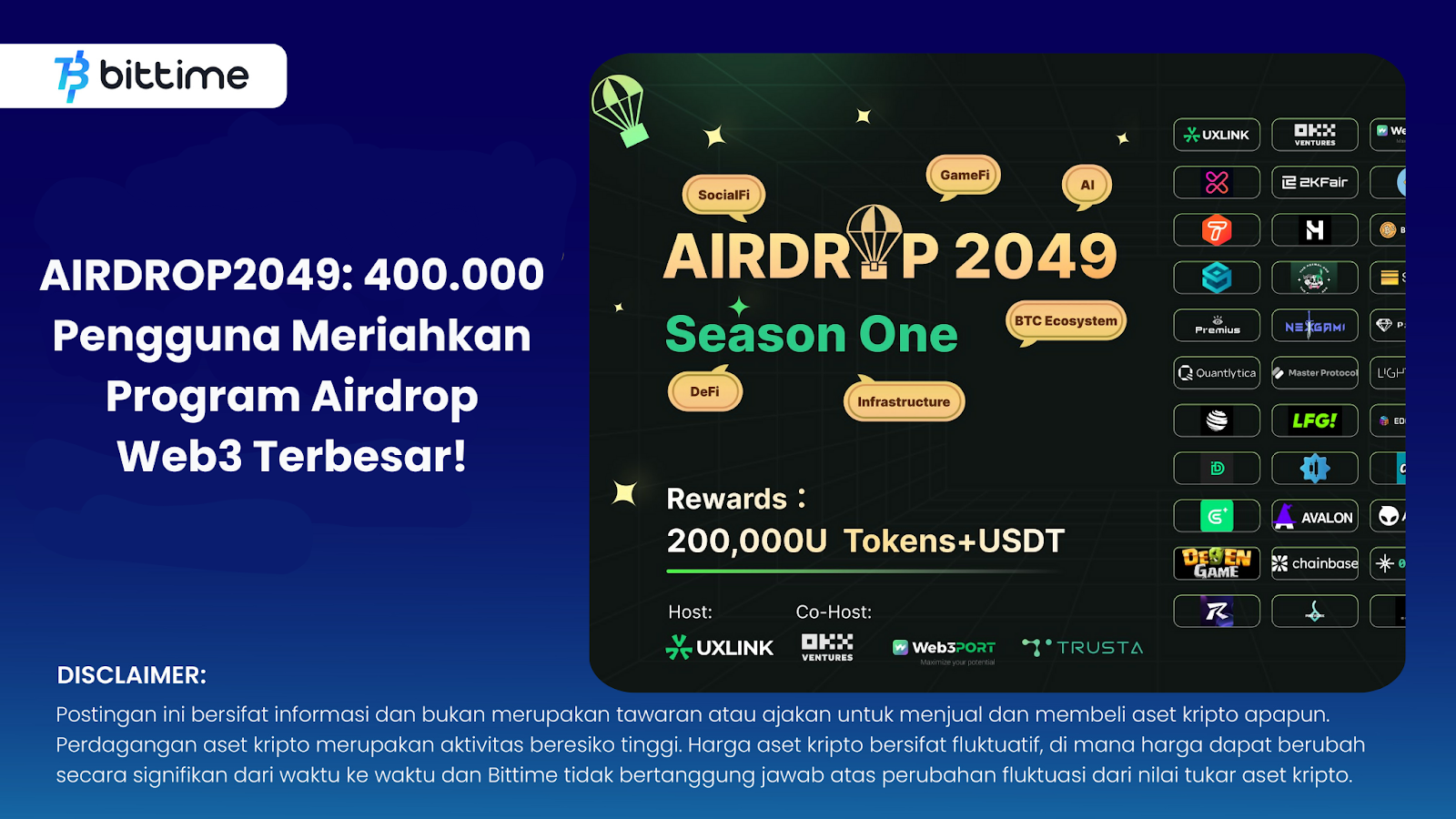 AIRDROP2049: 400.000 Pengguna Meriahkan Program Airdrop Web3 Terbesar! – Bittime