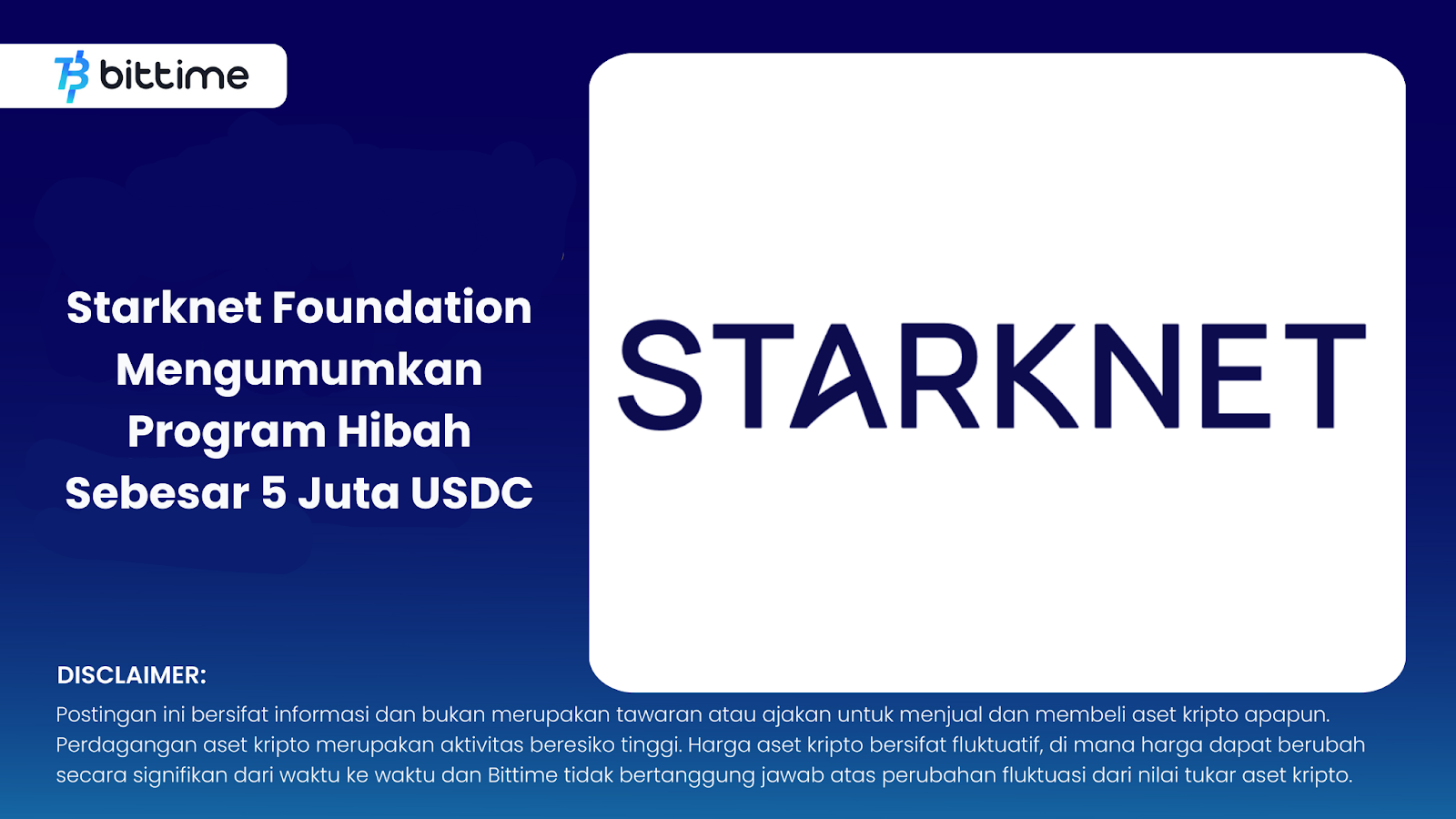 Starknet Foundation Mengumumkan Program Hibah Sebesar 5 Juta USDC – Bittime