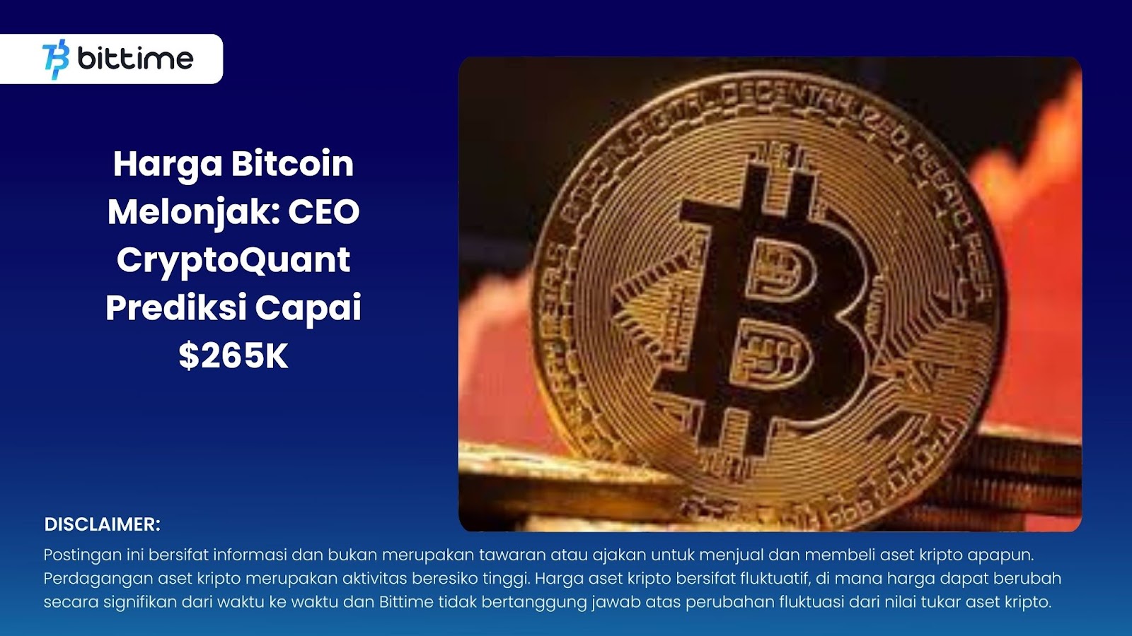 Bitcoin Price Soars: CryptoQuant CEO Predicts Reaching $265K – Bittime