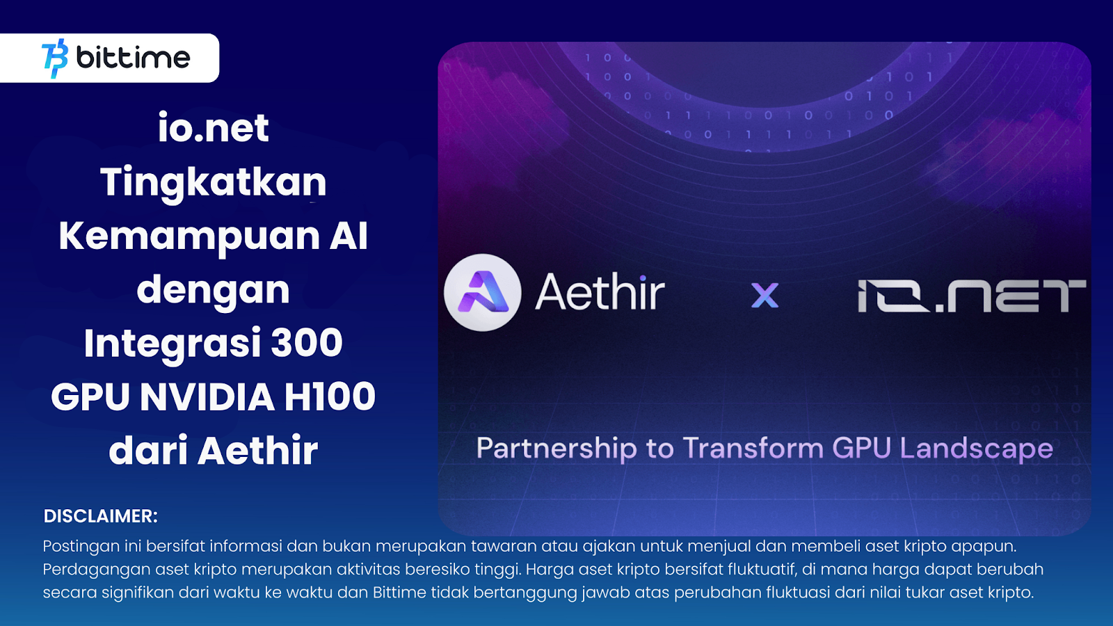 io.net Enhances AI Capabilities with Integration of 300 NVIDIA H100 GPUs from Aethir – Bittime