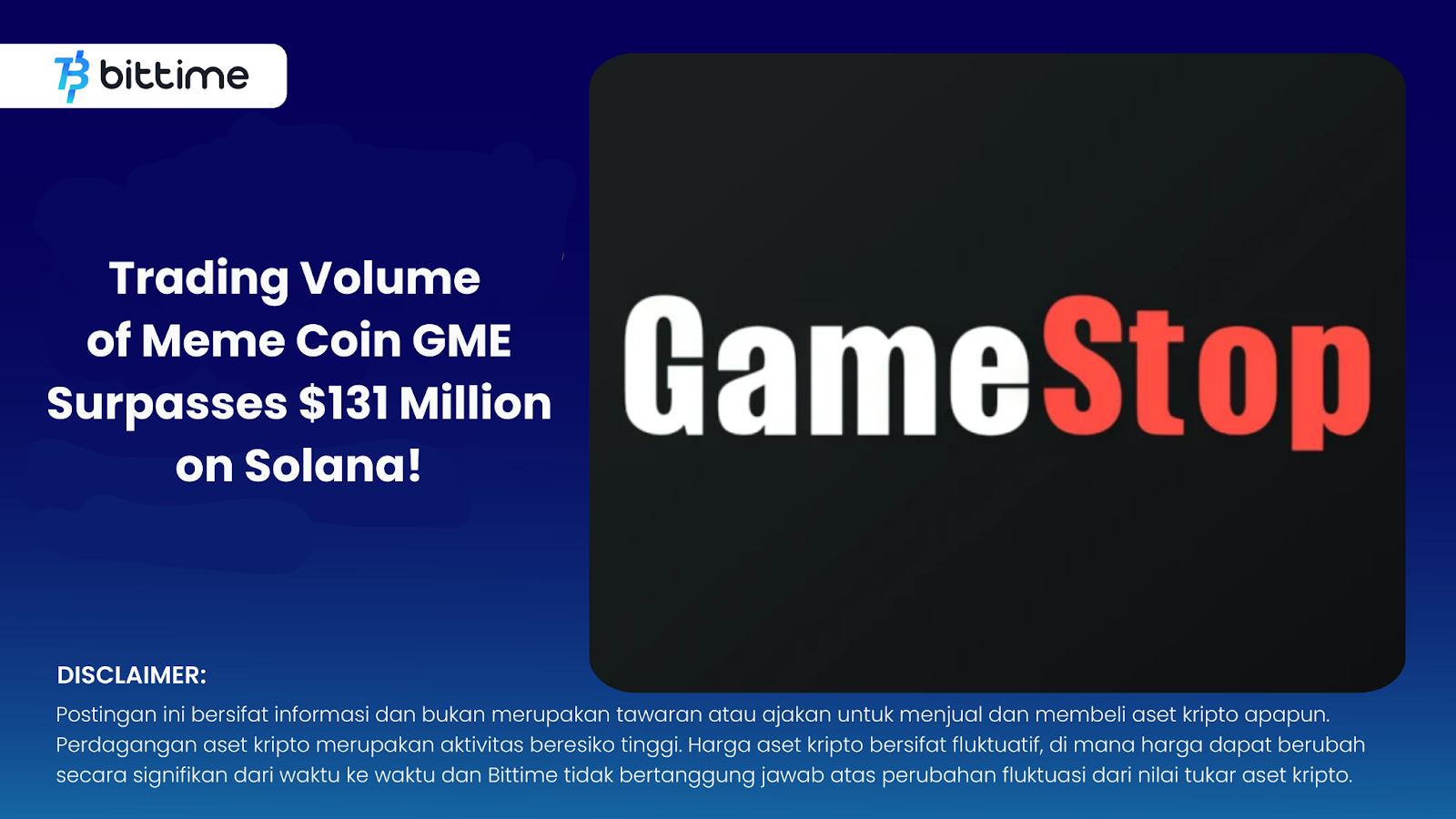 Trading Volume of Meme Coin GME Surpasses $131 Million on Solana! – Bittime