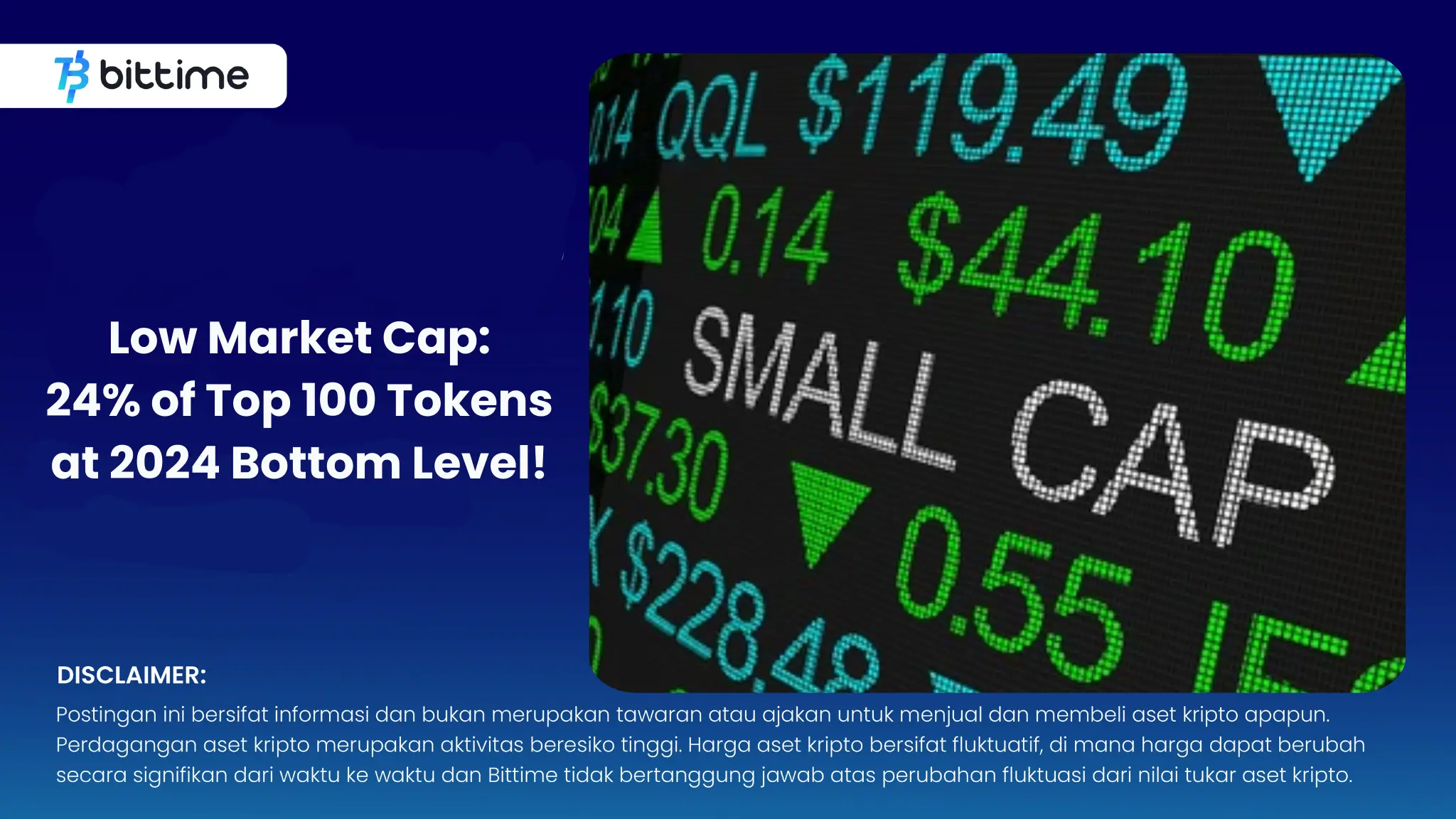 Low Market Cap: 24% of Top 100 Tokens at 2024 Bottom Level! – Bittime