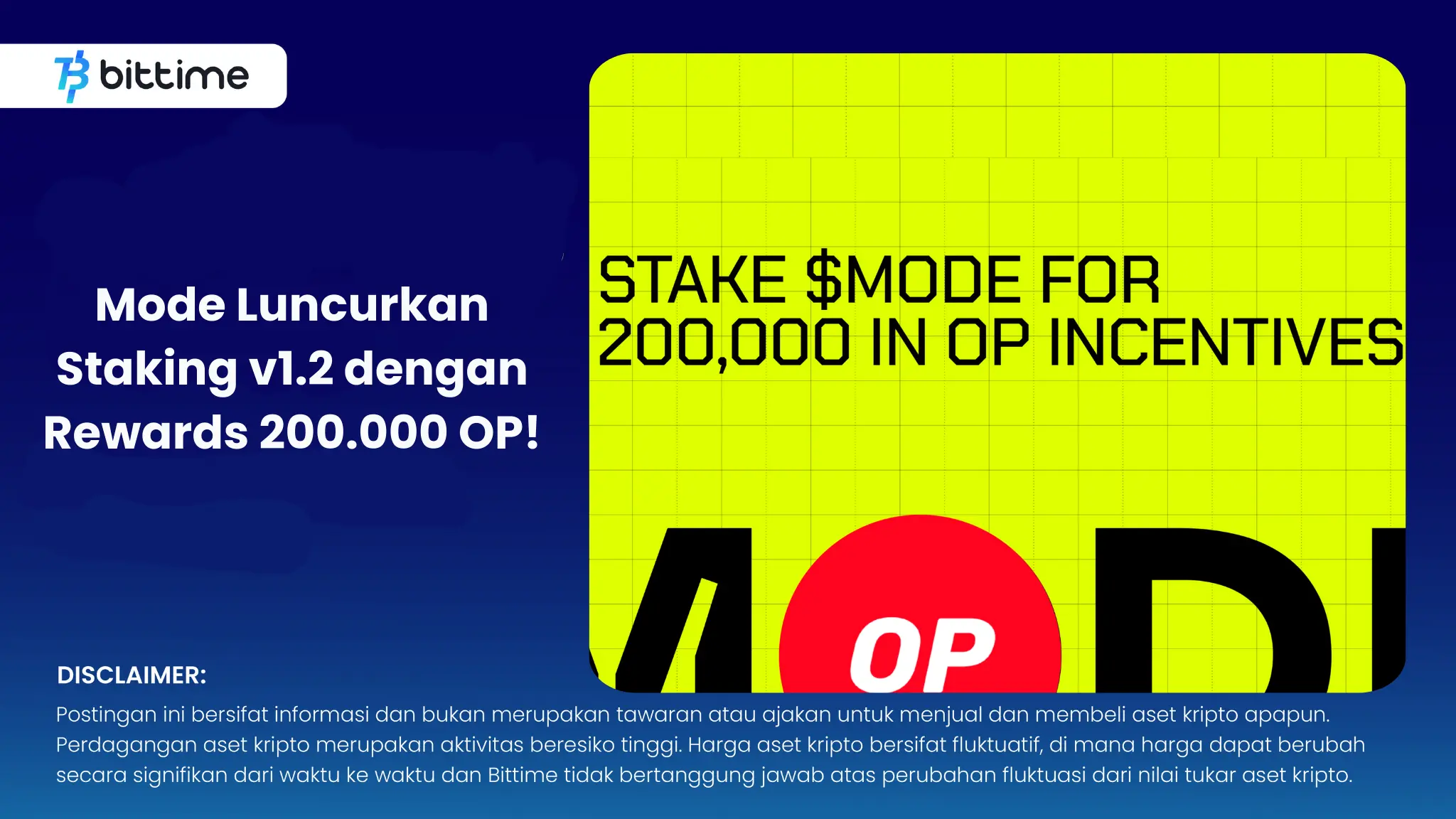 Mode Launch Staking v1.2 with 200,000 OP Rewards! – Bittime
