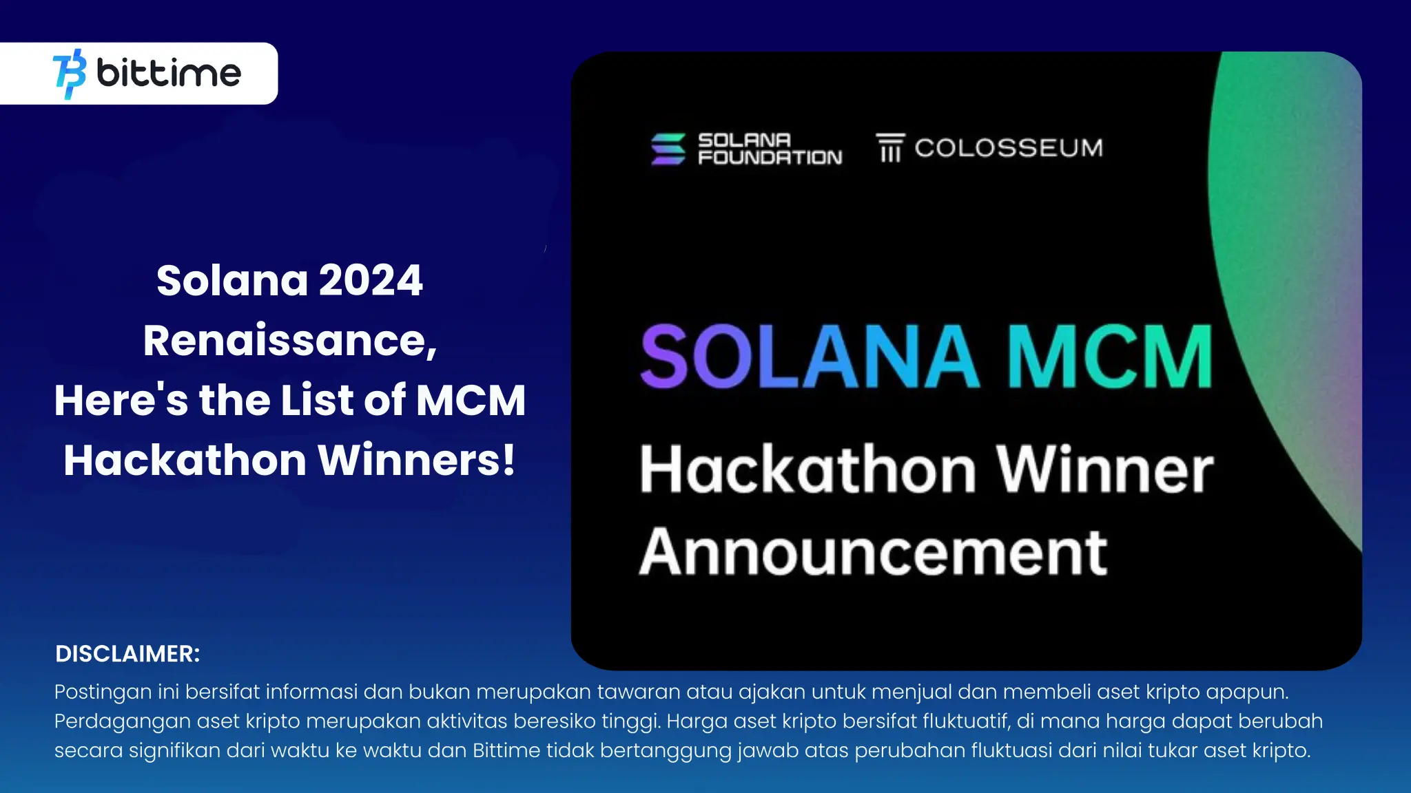 Solana 2024 Renaissance, Here's the List of MCM Hackathon Winners! – Bittime