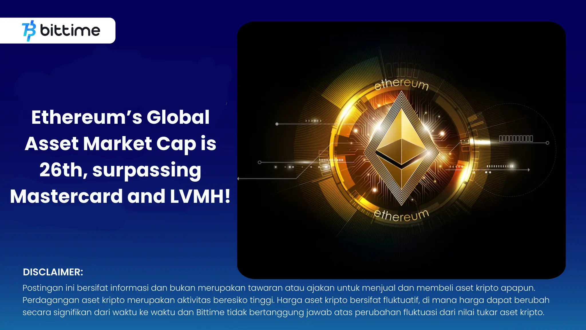 Ethereum’s Global Asset Market Cap is 26th, Surpassing Mastercard and ...