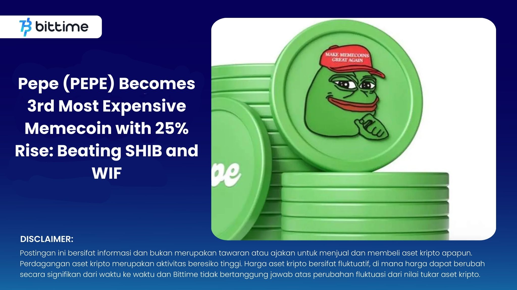 Pepe (PEPE) Becomes 3rd Most Expensive Memecoin with 25% Rise: Beating SHIB and WIF – Bittime