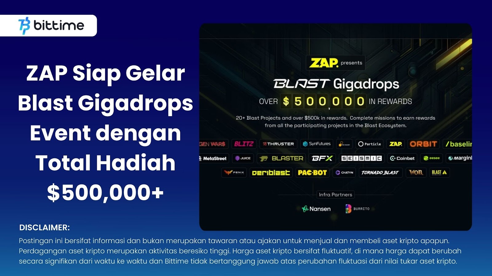 ZAP Ready to Hold Blast Gigadrops Event with Total Prize of $500,000+ – Bittime