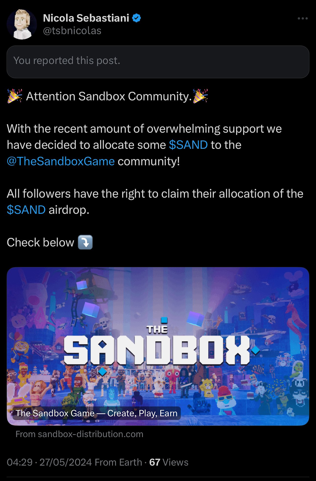 Alert! The Sandbox Team Member's Social Media Accounts Hacked – Bittime