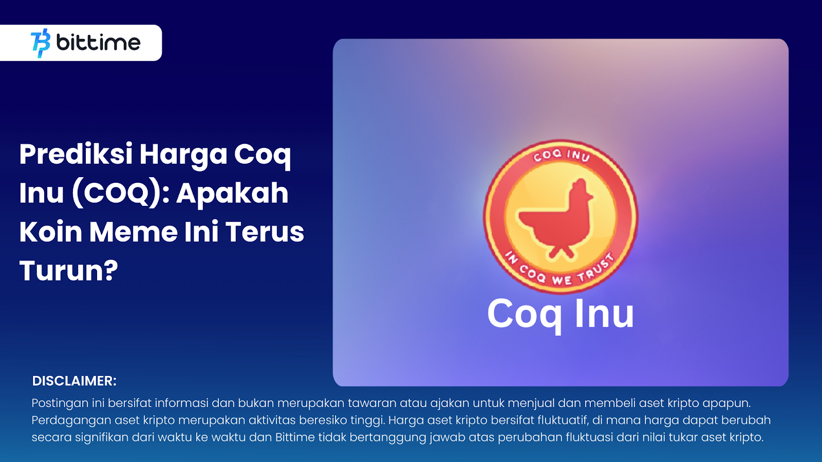 Coq Inu (COQ) Price Prediction: Will This Meme Coin Keep Falling? – Bittime