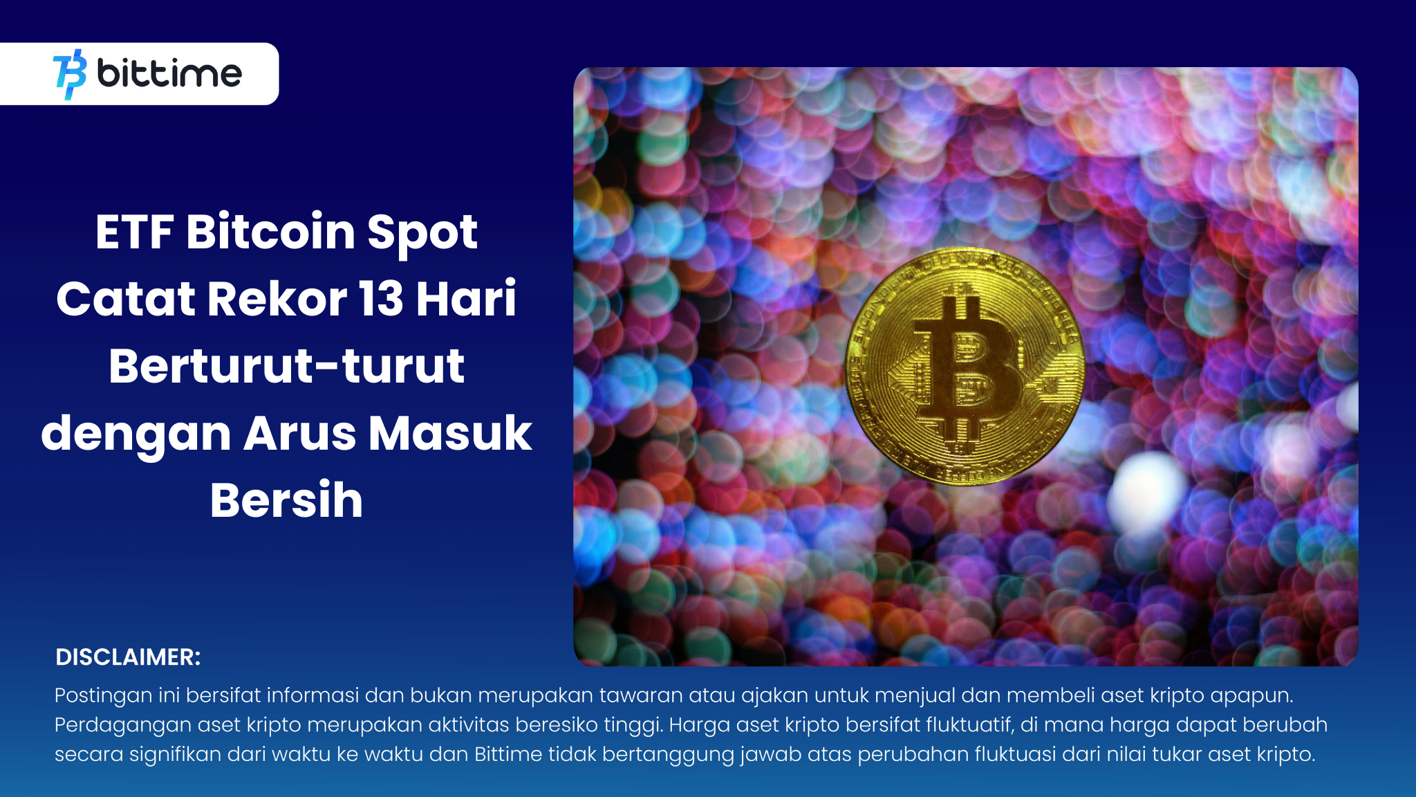 Bitcoin Spot ETF Posts Record 13th Consecutive Day of Net Inflows – Bittime