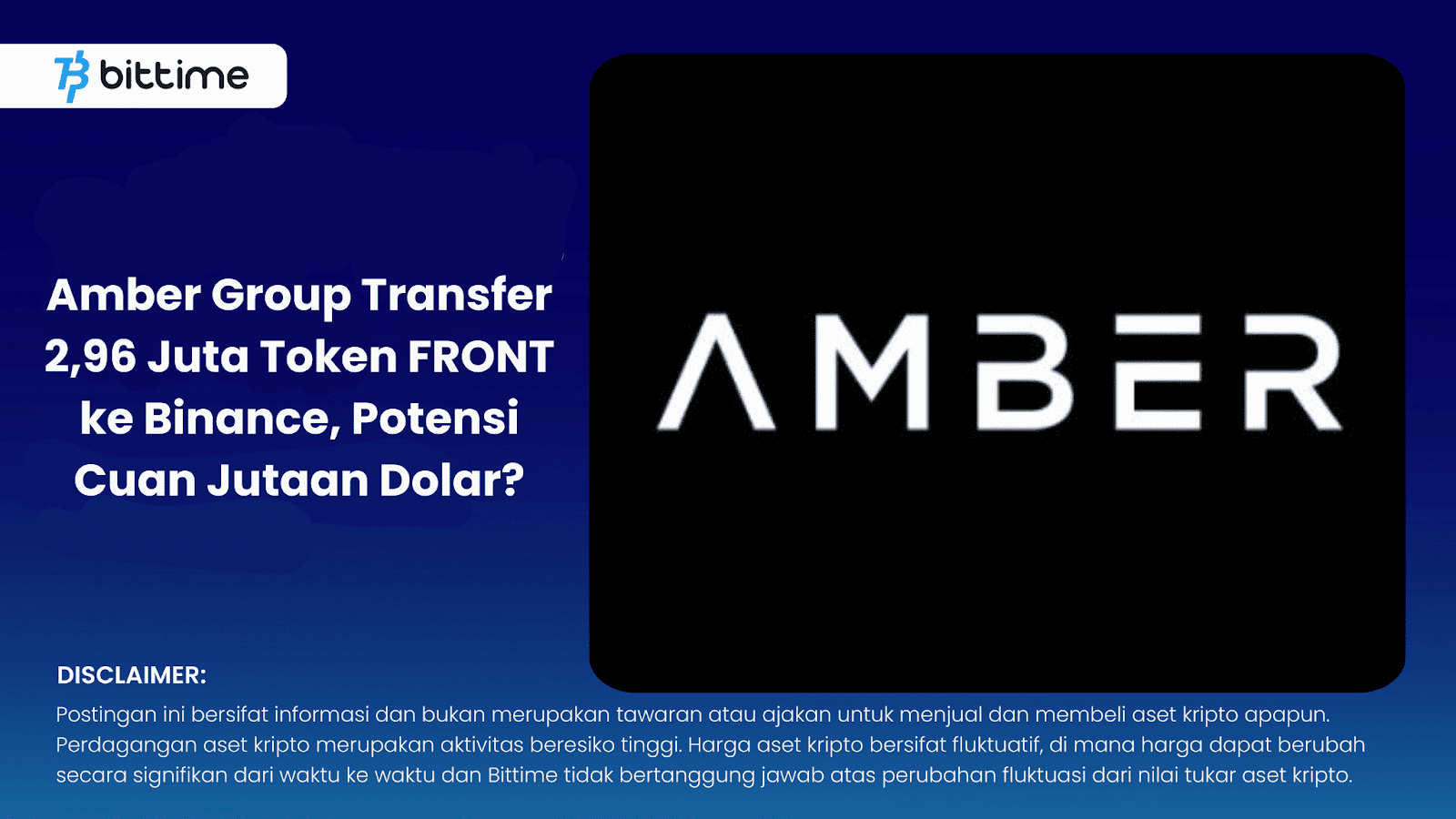 Amber Group Transfer 2,96 Juta Token FRONT ke Binance, Potensi Cuan Jutaan Dolar? – Bittime