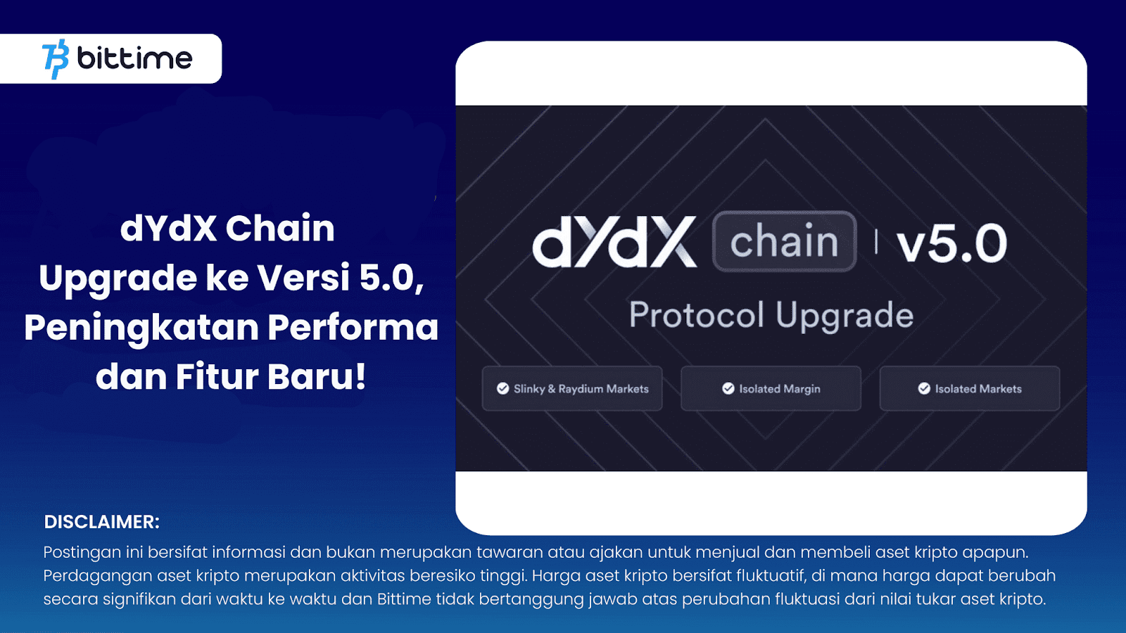 dYdX Chain Upgrade ke Versi 5.0, Peningkatan Performa dan Fitur Baru! – Bittime