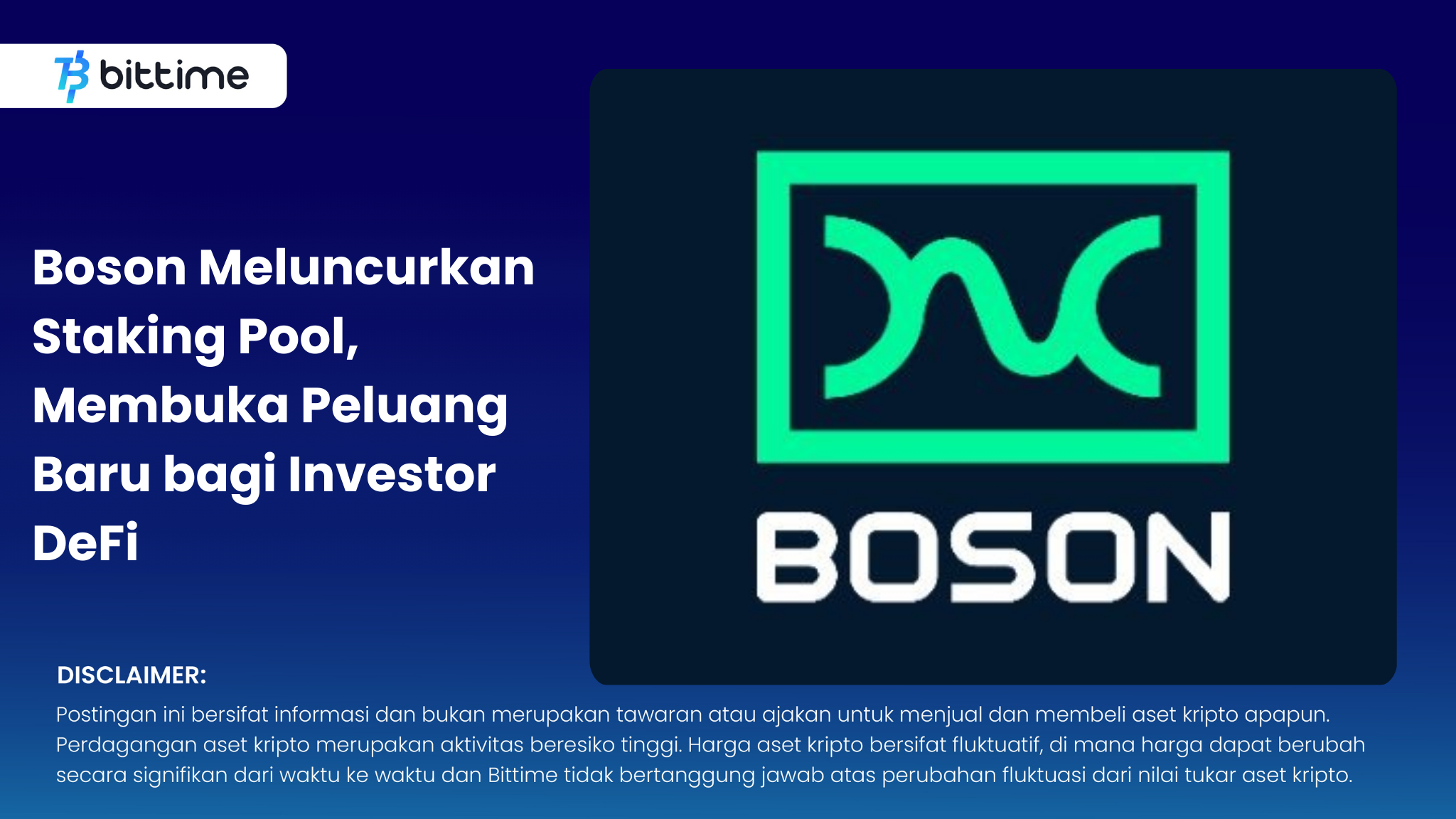 Boson Launches Staking Pool, Opening New Opportunities for DeFi Investors – Bittime