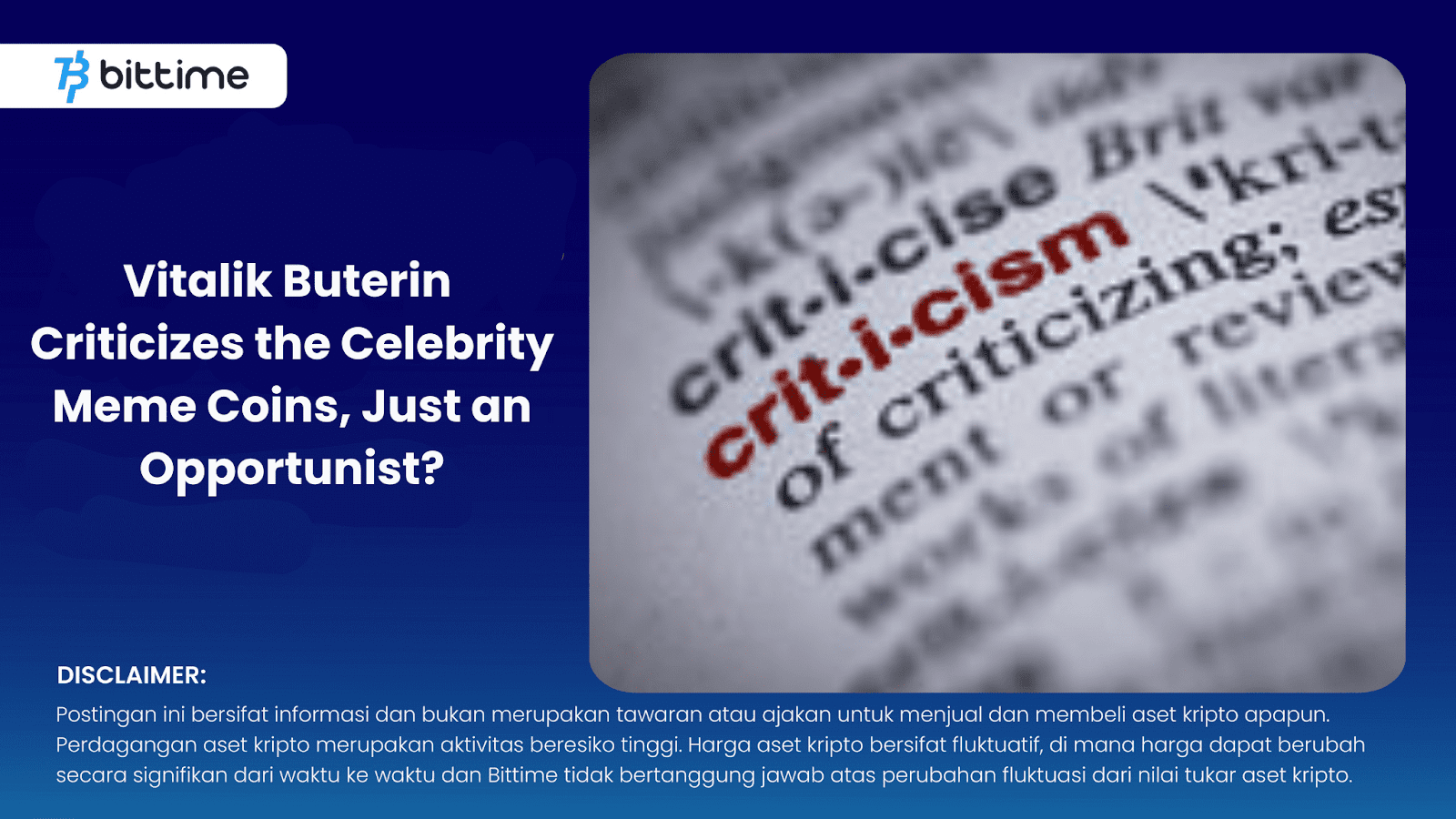 Vitalik Buterin Criticizes the Celebrity Meme Coins, Just an Opportunist? – Bittime