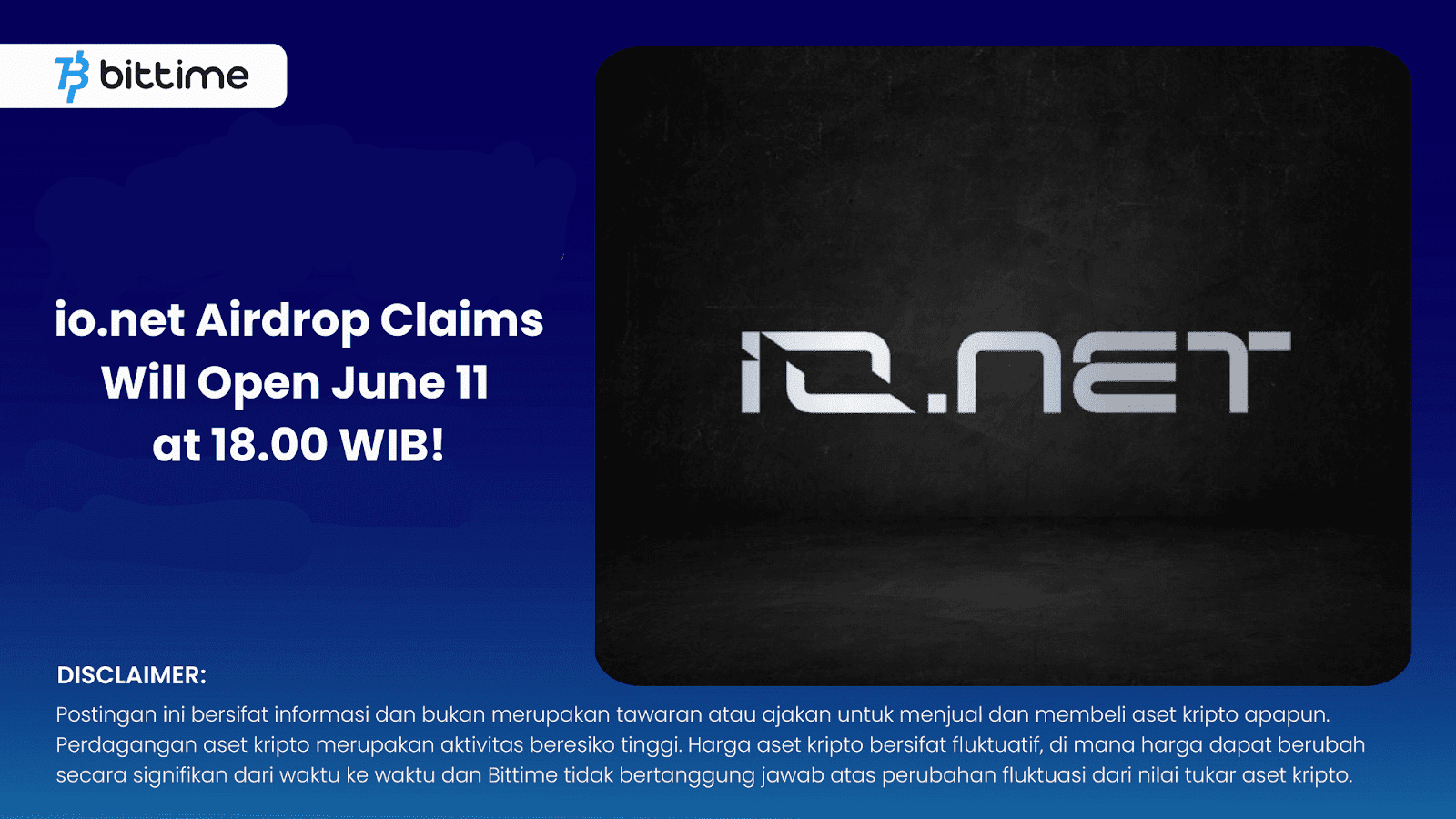 io.net Airdrop Claims Will Open June 11 at 18.00 WIB! – Bittime