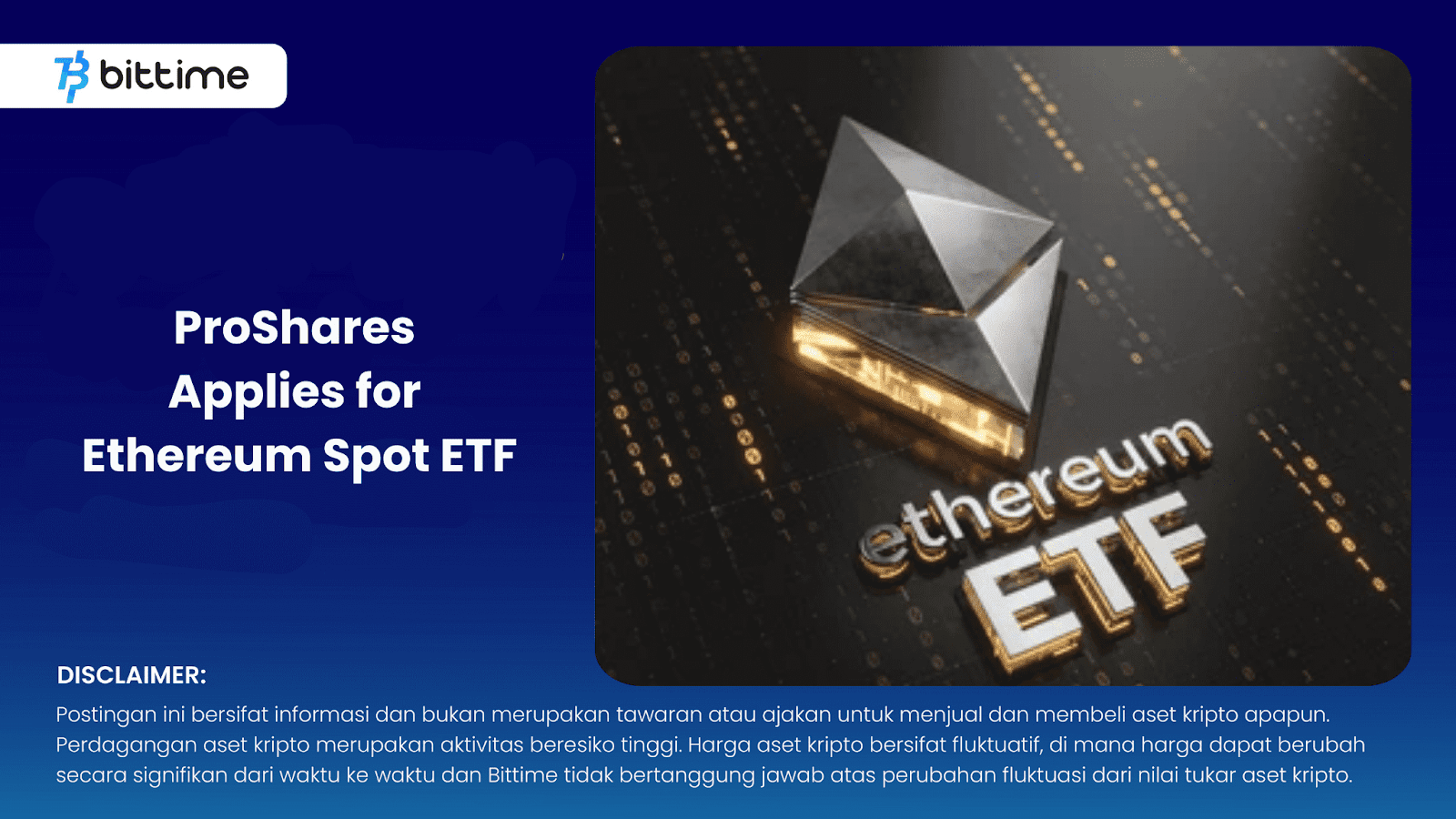 ProShares Applies for Ethereum Spot ETF – Bittime