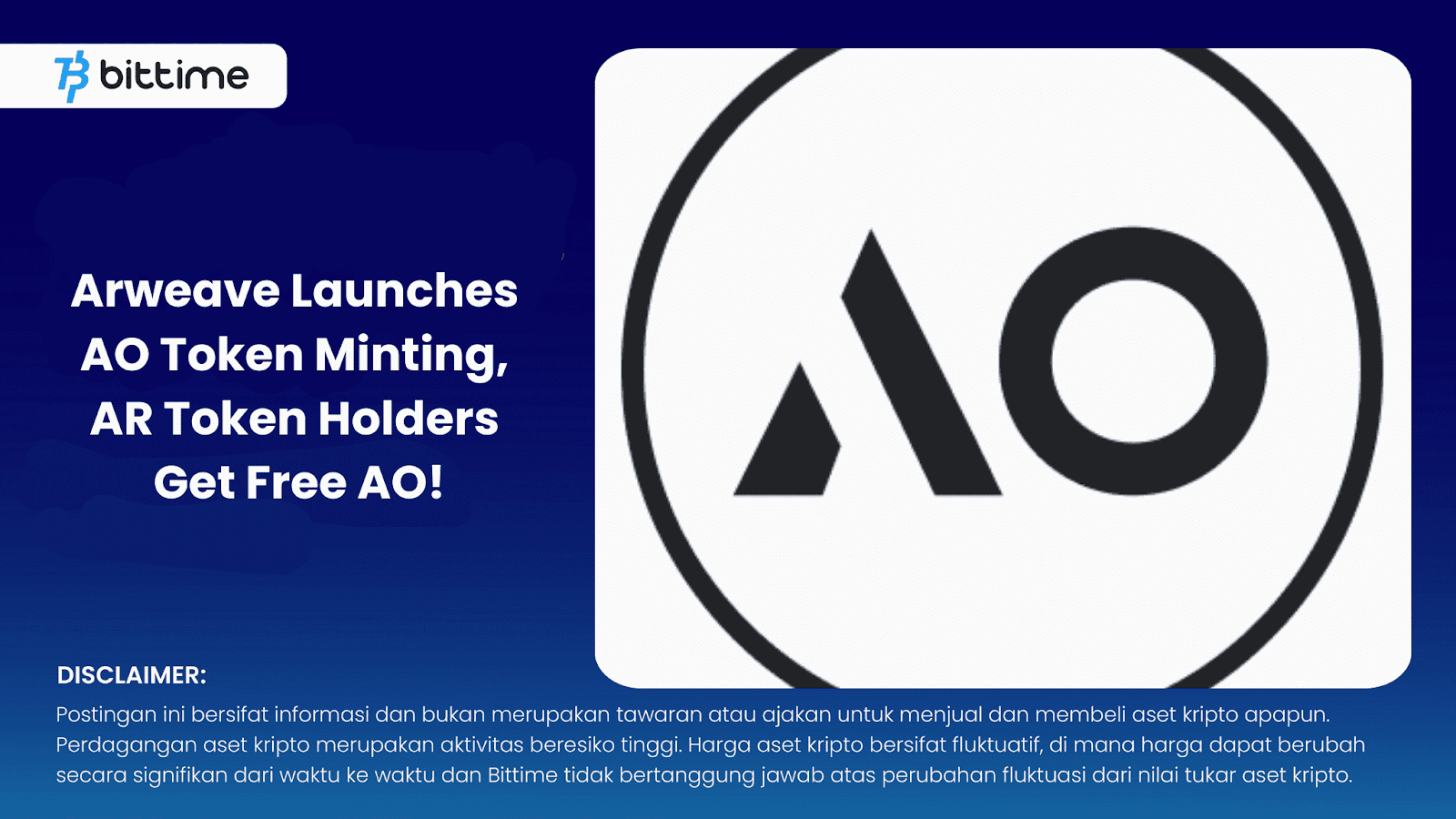 Arweave Launches AO Token Minting, AR Token Holders Get Free AO! – Bittime Arweave Launches AO Token Minting, AR Token Holders Get Free AO! – Bittime